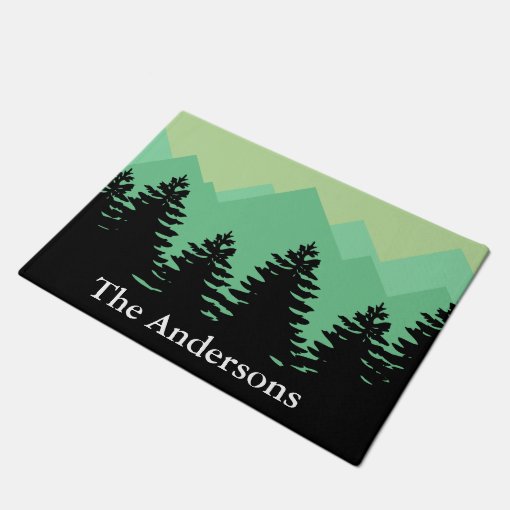 Rustic Mountains & Forest Silhouettes Doormat | Zazzle
