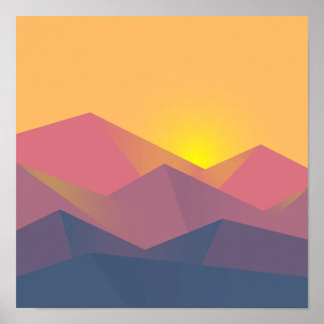 Rustic Mountains Geometric Minimalist Poster | Zazzle