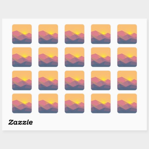 Rustic Mountains Geometric Minimalist Square Sticker | Zazzle