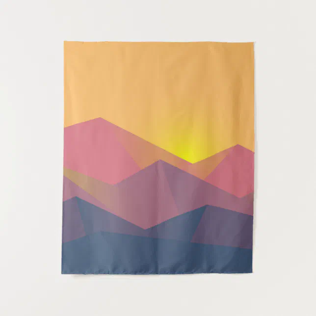 Rustic Mountains Geometric Minimalist Tapestry | Zazzle