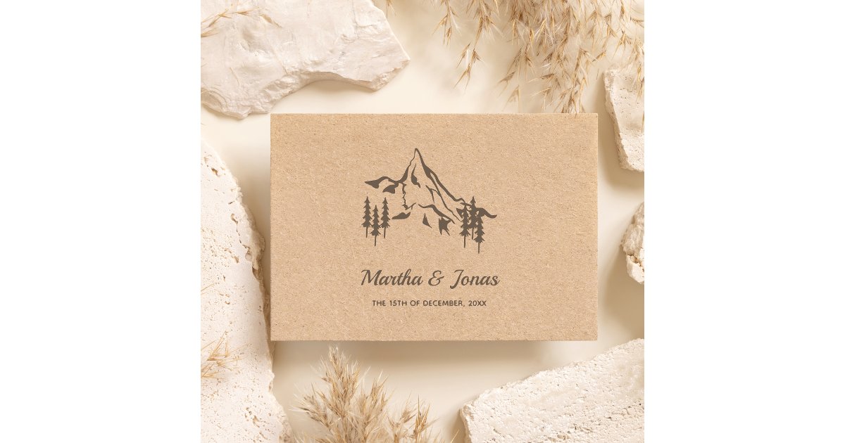 Rustic Mountains Landscape Wedding Monogram Rubber Stamp | Zazzle