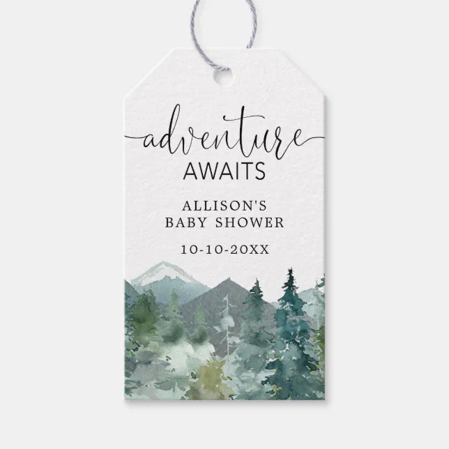 Rustic mountains outdoor theme forest woods favor gift tags | Zazzle