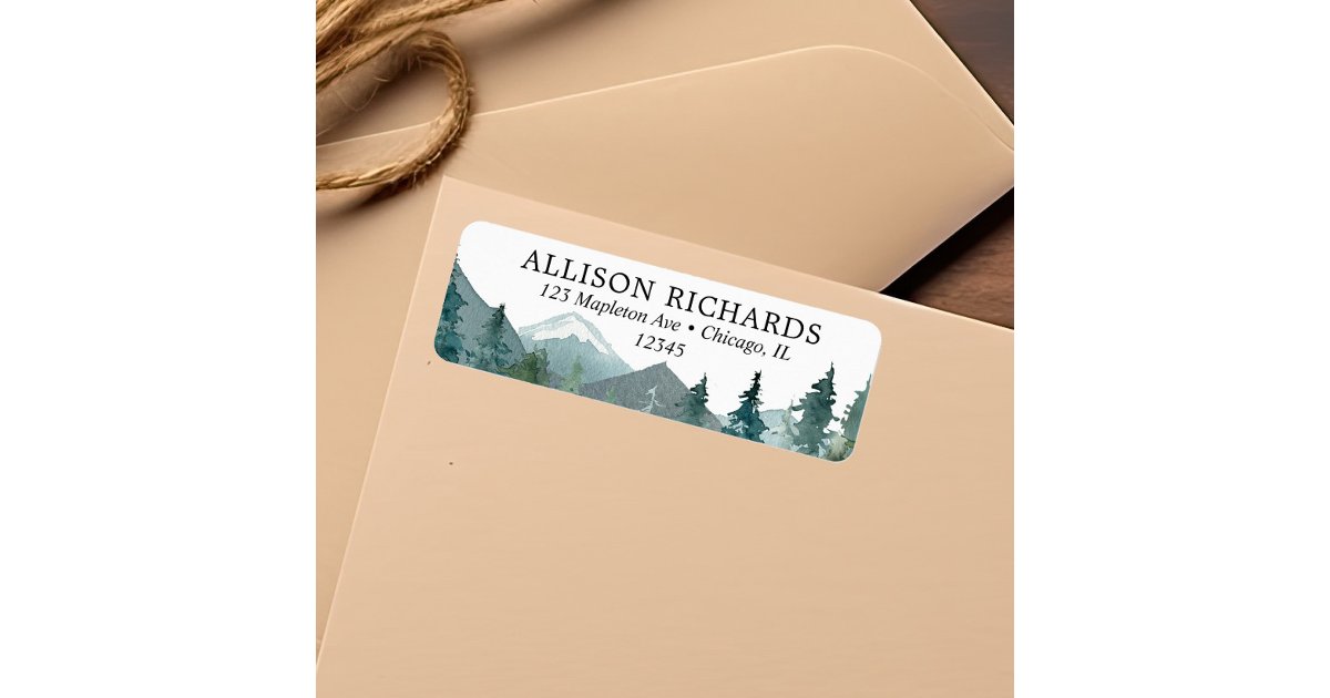 Rustic mountains outdoor theme wedding label | Zazzle