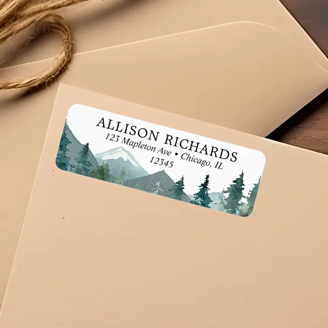 Rustic mountains outdoor theme wedding label | Zazzle