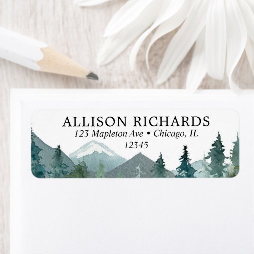 Rustic mountains outdoor theme wedding label | Zazzle