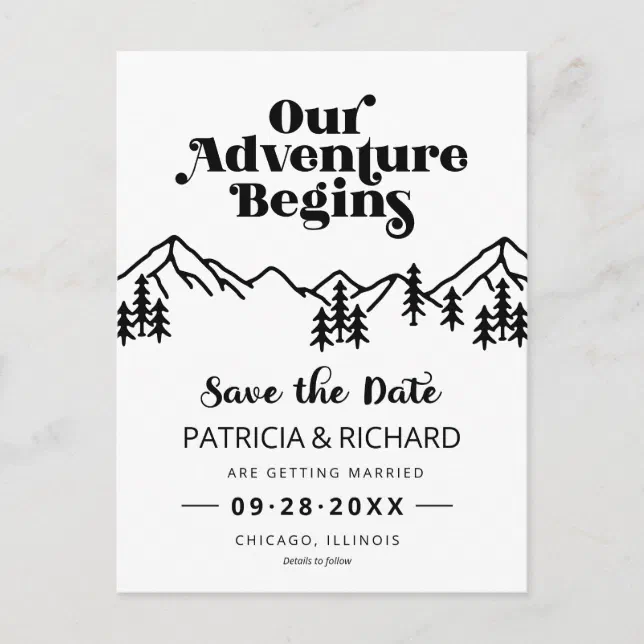 Rustic Mountains Outdoor Wedding Save The Date Postcard | Zazzle