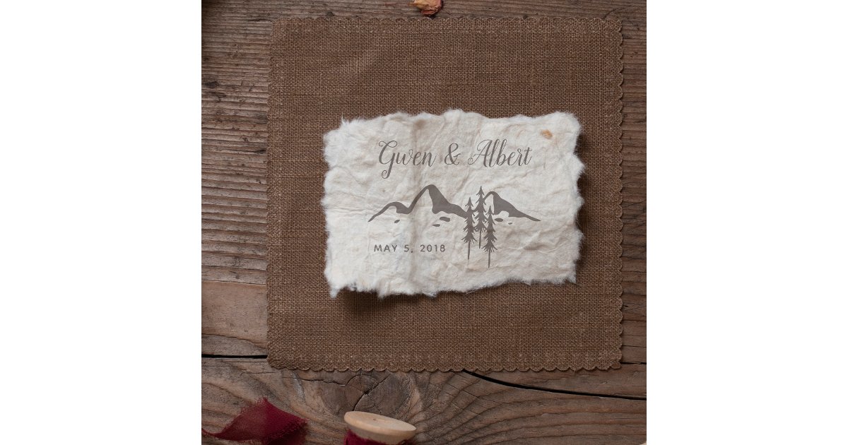 Rustic Mountains Wedding Monogram Rubber Stamp | Zazzle