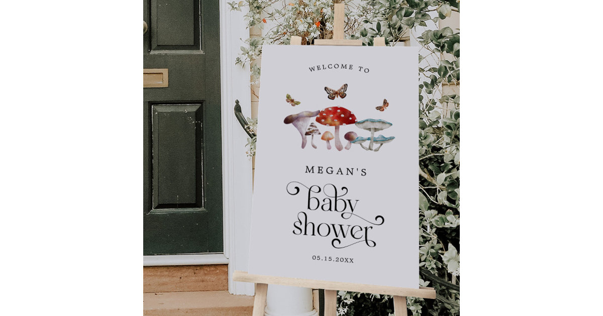 Rustic Mushroom Baby Shower Welcome Sign | Zazzle
