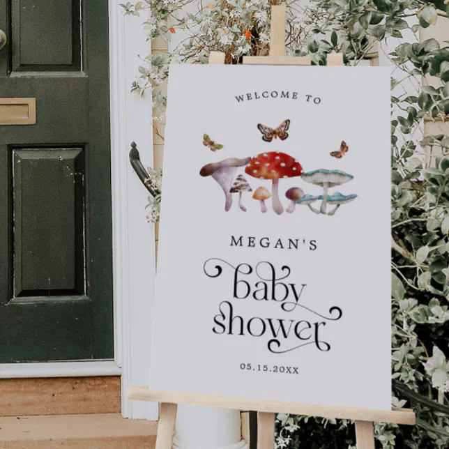 Rustic Mushroom Baby Shower Welcome Sign | Zazzle