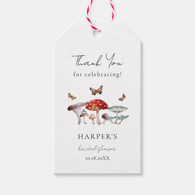 Rustic Mushroom Bridal Shower Gift Tags | Zazzle