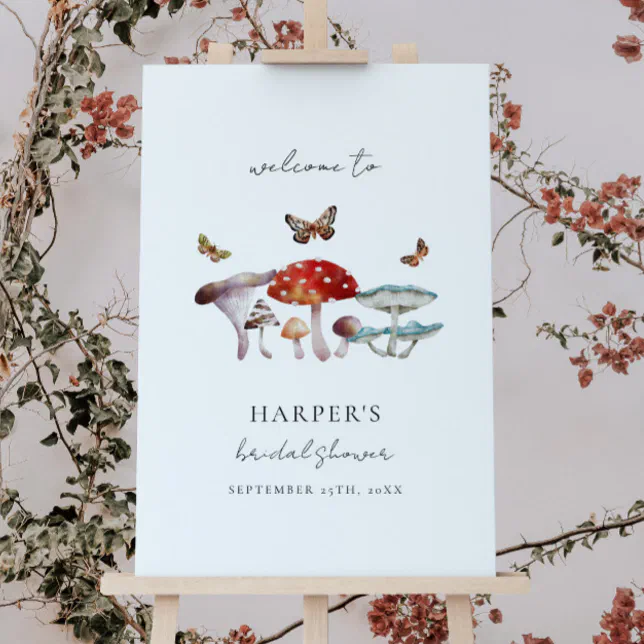 Rustic Mushroom Bridal Shower Welcome Sign | Zazzle