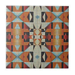 Rustic Native American Indian Cabin Mosaic Pattern Ceramic Tile | Zazzle