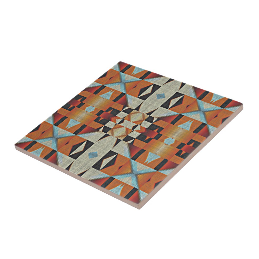 Rustic Native American Indian Cabin Mosaic Pattern Ceramic Tile | Zazzle