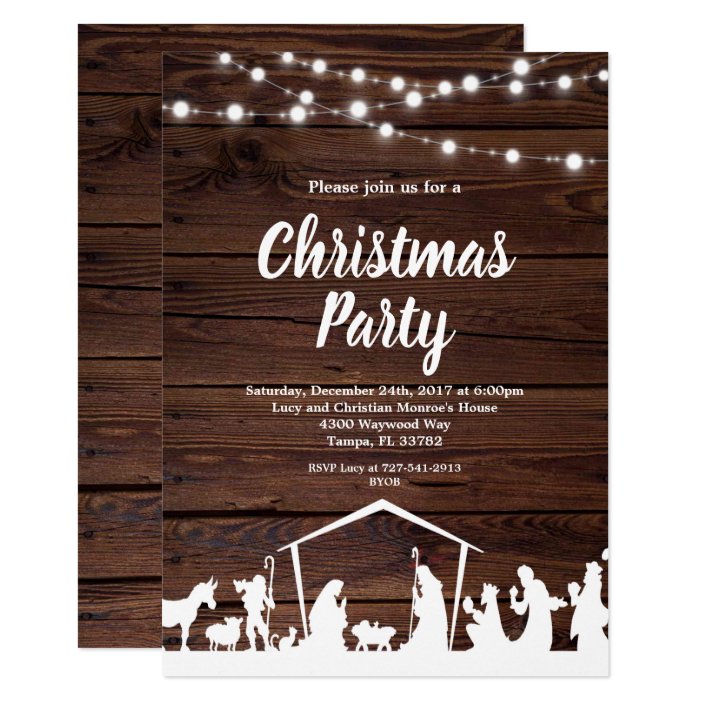 Rustic Nativity Scene Christmas Holiday Party Invitation | Zazzle.com