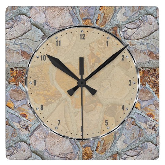 Rustic Natural Stone Pattern Print Square Wall Clock | Zazzle.com