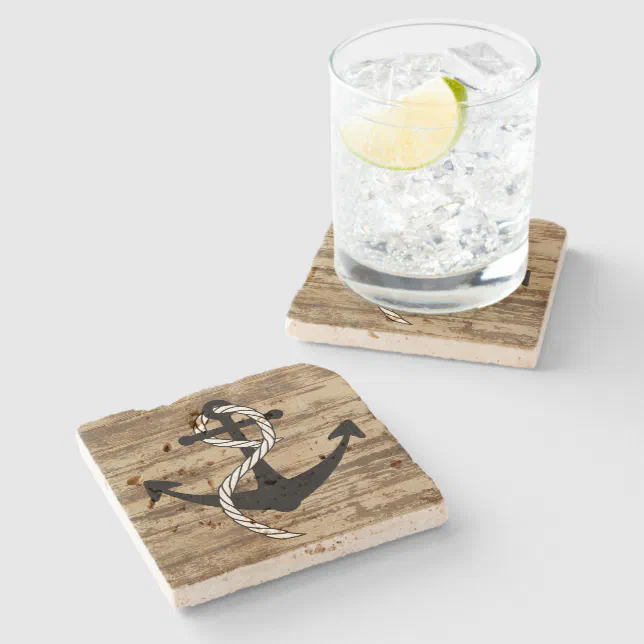 Rustic Nautical Anchor Coasters | Zazzle