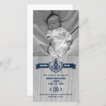 Rustic Nautical Baby Birth Announcement | Zazzle