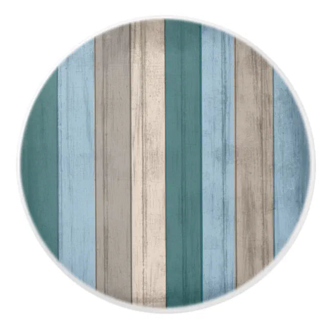 Rustic Nautical Beach Wood Stripes Ceramic Knob | Zazzle