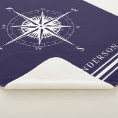 Rustic Nautical Compass Personalized Family Sherpa Blanket | Zazzle
