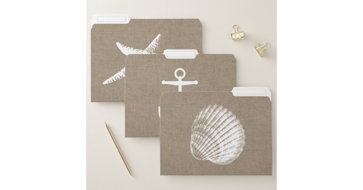 Rustic Nautical Theme & Faux Burlap File Folder | Zazzle