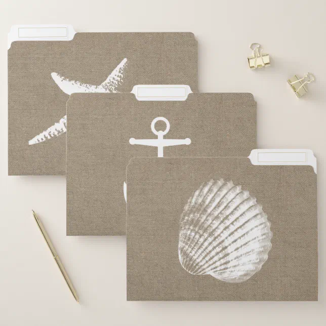 Rustic Nautical Theme & Faux Burlap File Folder | Zazzle