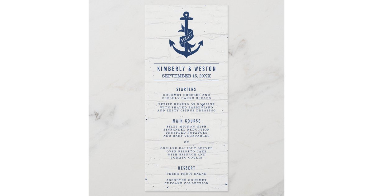 Rustic Nautical Wedding Menu / Navy | Zazzle