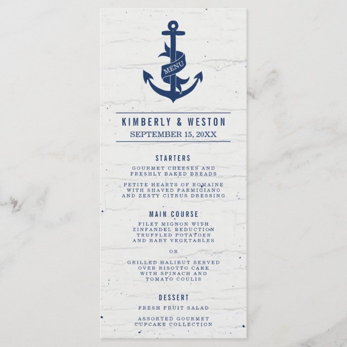 Rustic Nautical Wedding Menu / Navy | Zazzle.com