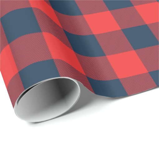 Rustic Navy and Red Buffalo Check Wrapping Paper | Zazzle