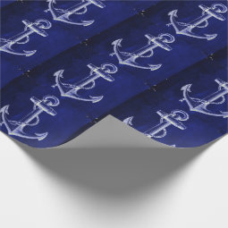 rustic Navy Blue anchor nautical wedding favor Wrapping Paper | Zazzle