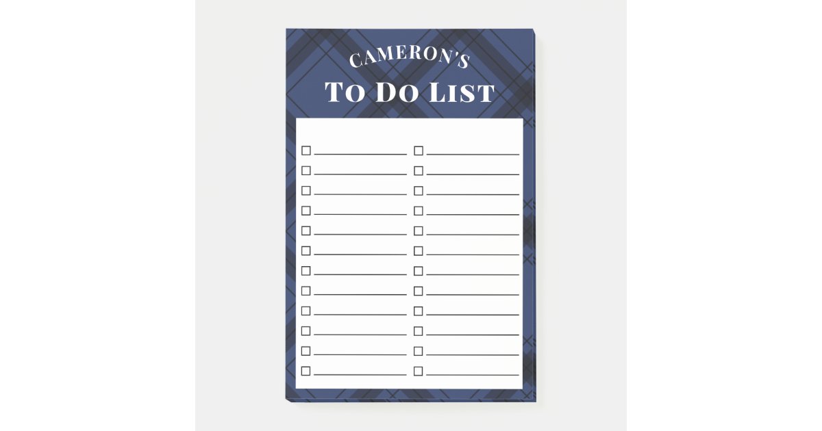 Rustic Navy Blue Plaid To Do List Post-it Notes | Zazzle