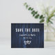 Rustic Navy Blue Wedding Save The Date Postcard | Zazzle