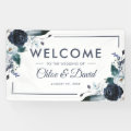 Rustic Navy Boho Floral Wedding Banner | Zazzle