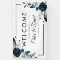 Rustic Navy Boho Floral Wedding Banner | Zazzle