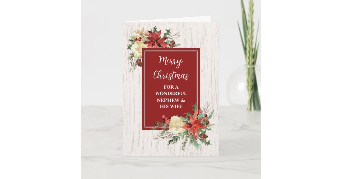 Rustic Nephew and His Wife Merry Christmas Card | Zazzle