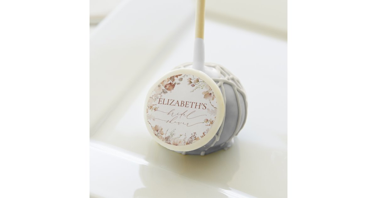 Rustic Neutral Boho Floral Bridal Shower Cake Pops | Zazzle