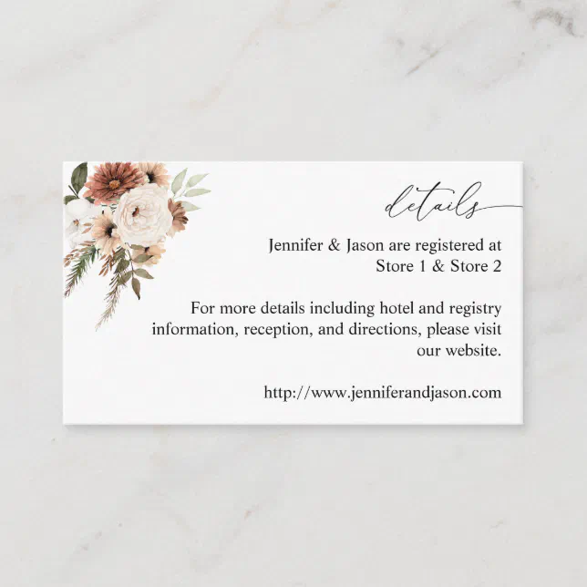 Rustic Neutral Boho Floral Enclosure Card | Zazzle