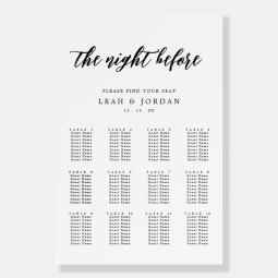 Rustic Night Before Rehearsal Dinner Seating Chart Foam Board | Zazzle
