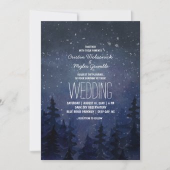 Rustic Night Sky Forest Wedding Invitation | Zazzle