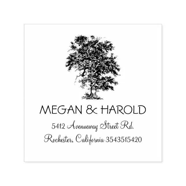 Rustic Oak Tree Heart Wedding Self-inking Stamp | Zazzle