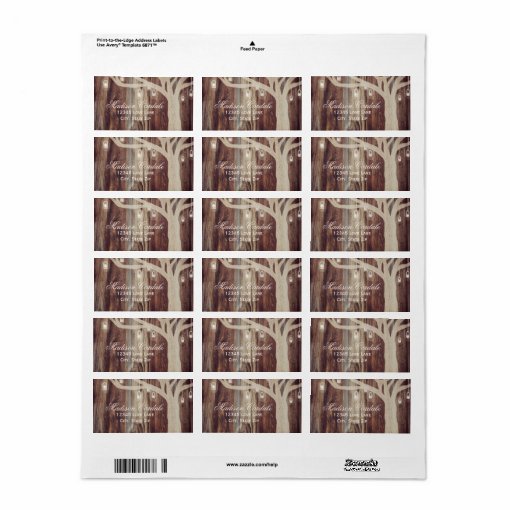 Rustic Oak Tree Lights Wood Wedding Address Labels | Zazzle