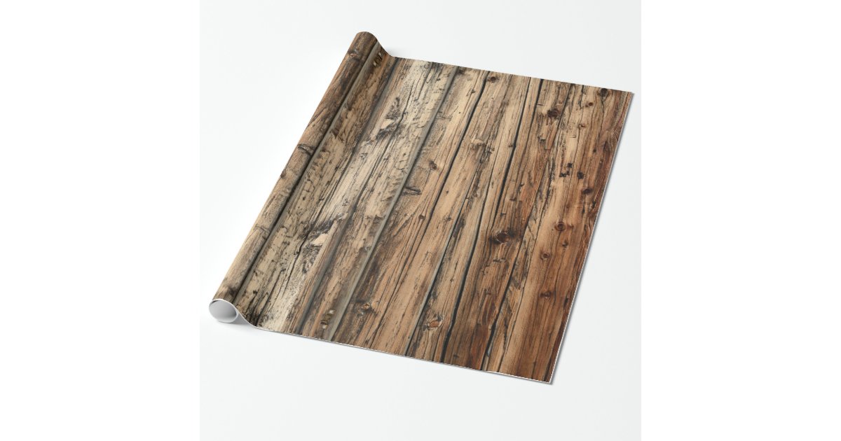 Rustic oak wood wrapping paper | Zazzle