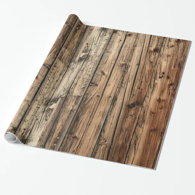Rustic oak wood wrapping paper | Zazzle