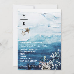 Rustic Ocean Monogram Wedding Invitation | Zazzle