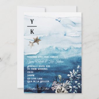 Rustic Ocean Monogram Wedding Invitation | Zazzle