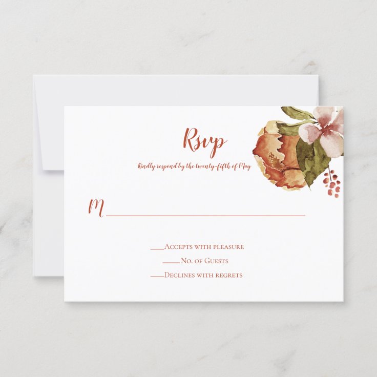 Rustic October Autumn Fall Blossoms RSVP Card | Zazzle