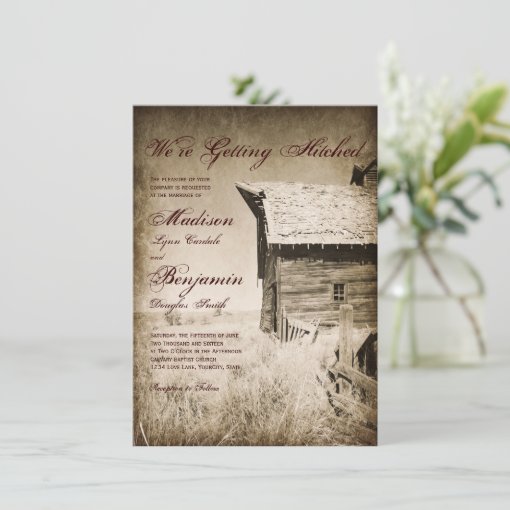Rustic Old Barn Country Wedding Invitations | Zazzle