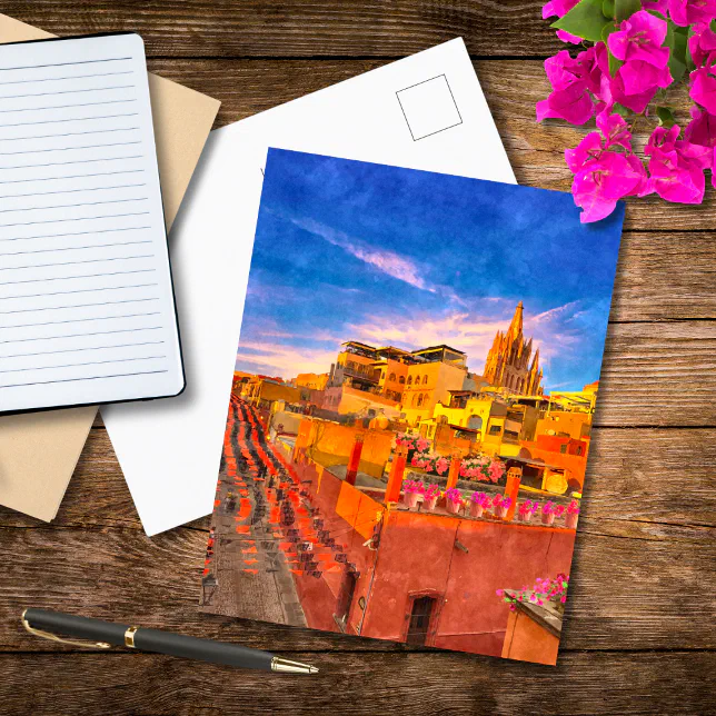 Rustic Old Town San Miguel De Allende Paint Postcard | Zazzle