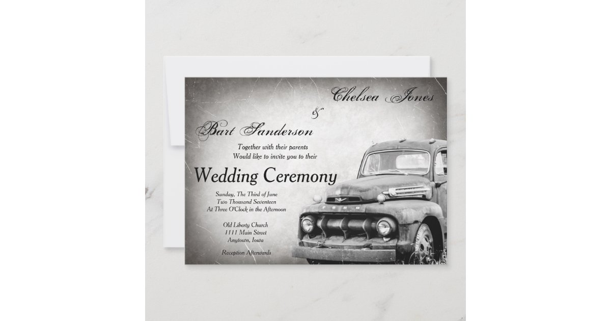 Rustic Old Truck Wedding Invitations | Zazzle