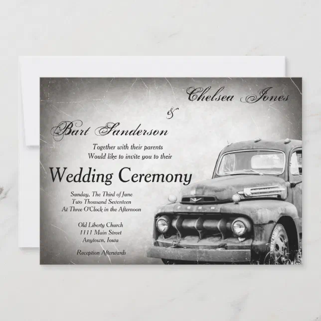 Rustic Old Truck Wedding Invitations | Zazzle