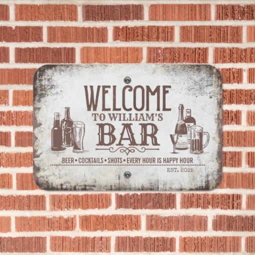 Rustic Old Vintage Style Home Bar Metal Sign | Zazzle